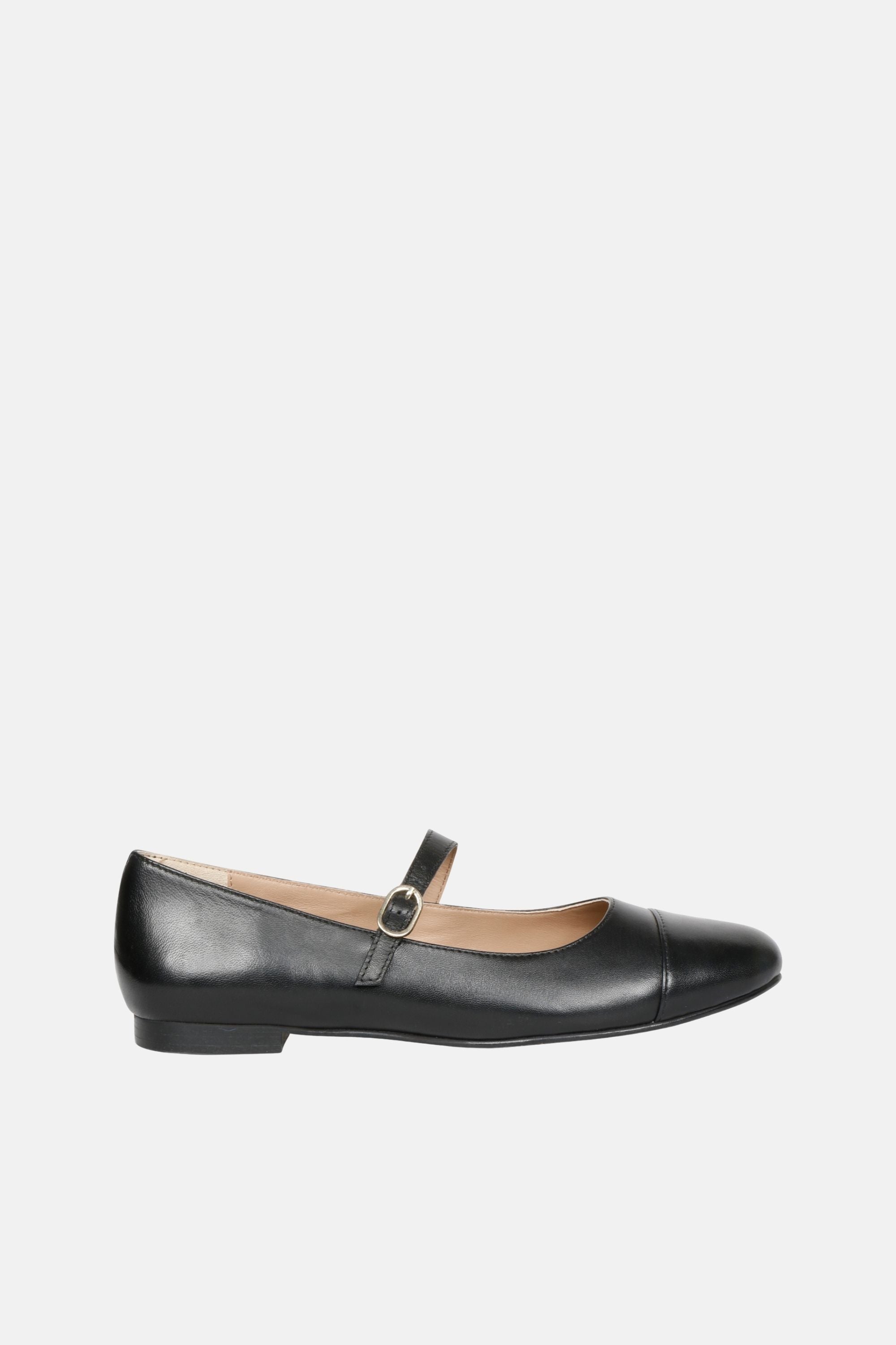 Garlen Black Leather Flat Ballerinas
